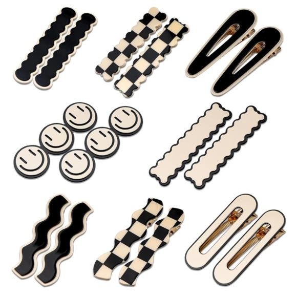 Accessories | 16 Pcs No Bend Hair Clips Black White Checker Hair ...
